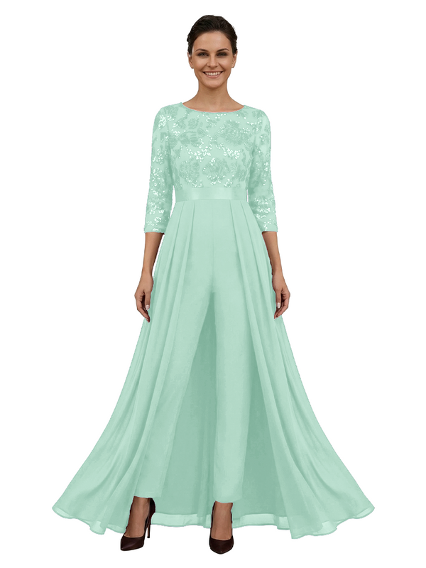 Chicsew Unique Lace Appliques 3/4 Sleeves Mother Of The Bride Jumpsuit ...